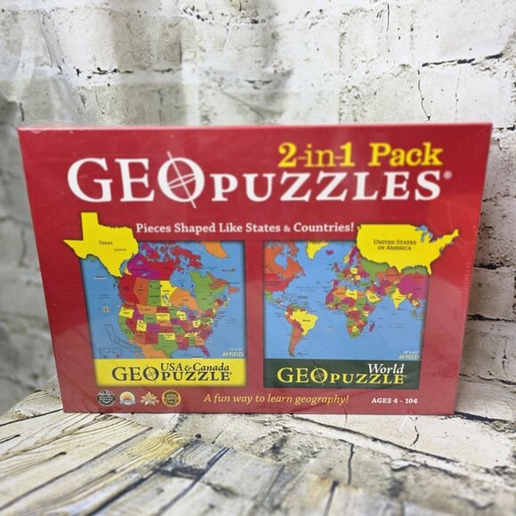 Geotoys0 | Toys | Geo Puzzle 2in Pack Usa Pieces Shaped Like States ...
